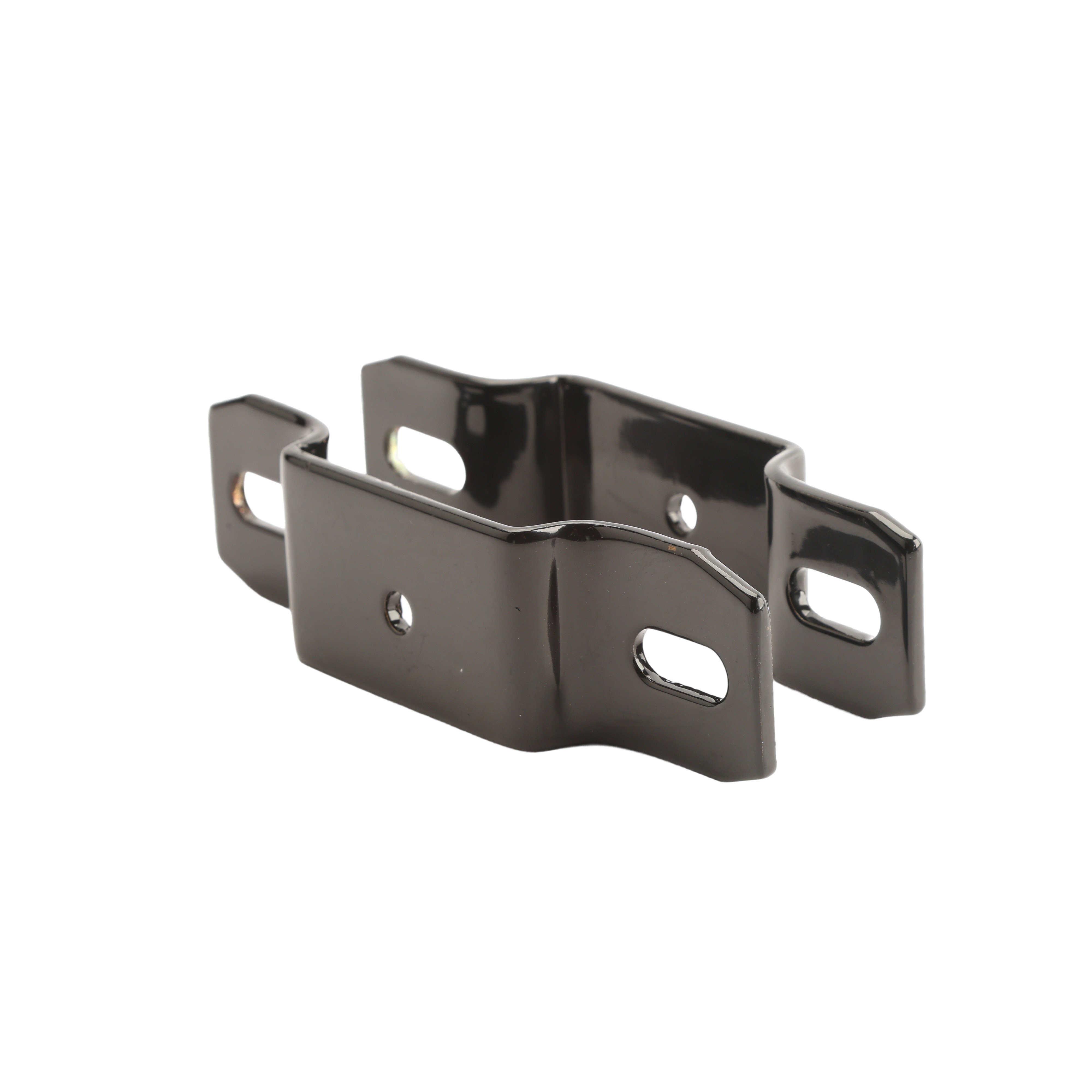 2" Post x 1" Rail Square Ornamental Fence Line Bracket Black (Set ...