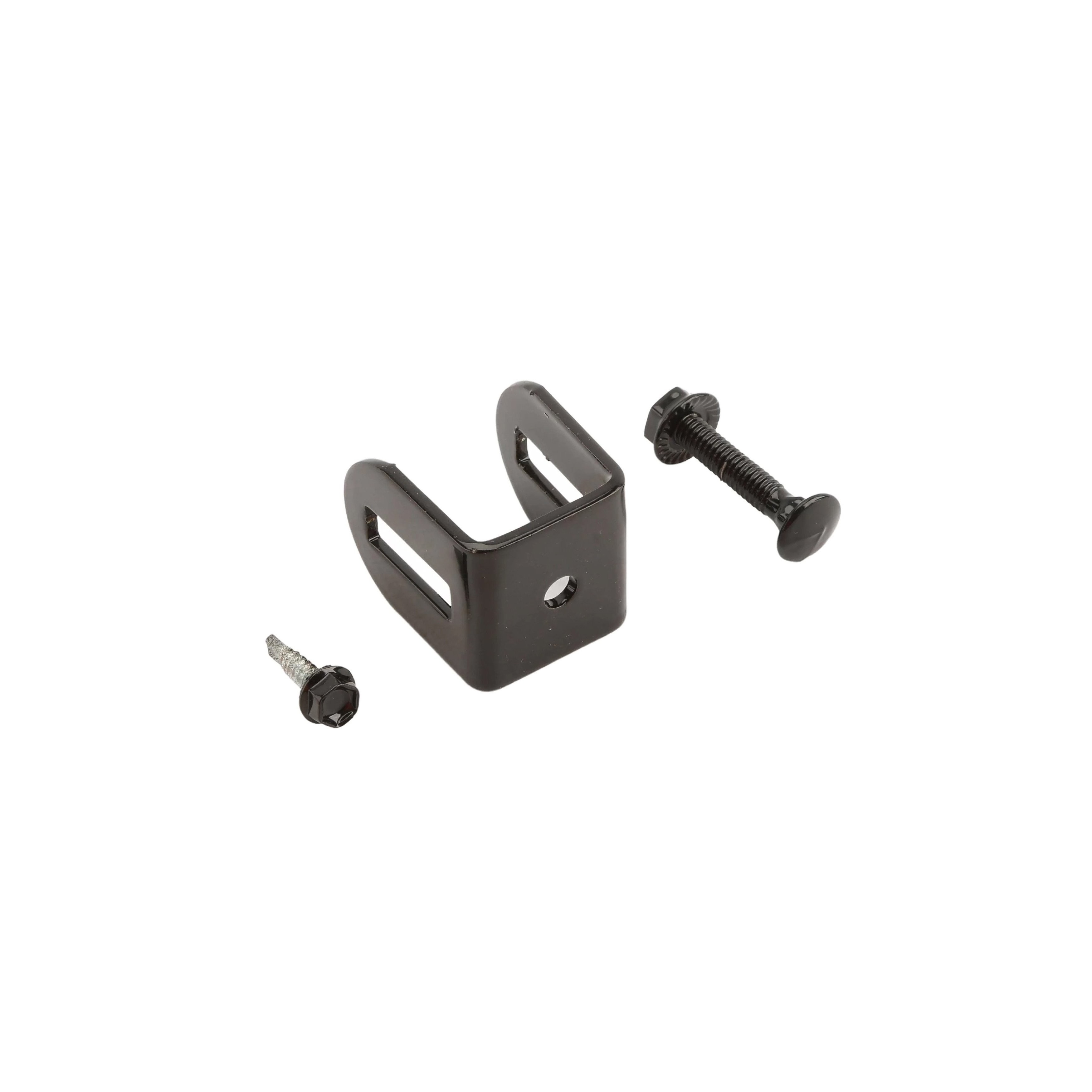 2" Post x 1" Rail Square Universal Fence Flat Wall Mount Bracket Black ...