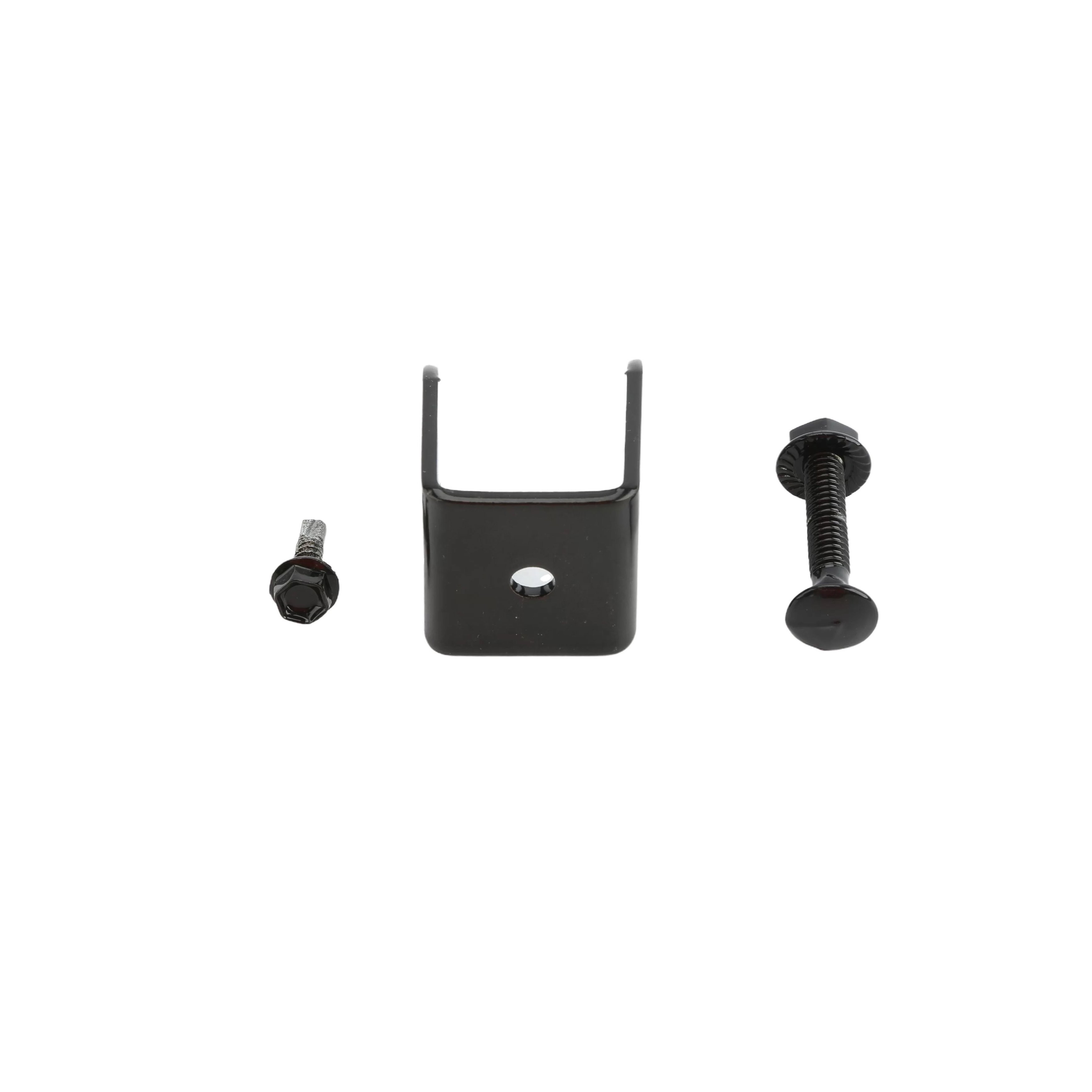 2" Post x 1" Rail Square Universal Fence Flat Wall Mount Bracket Black ...